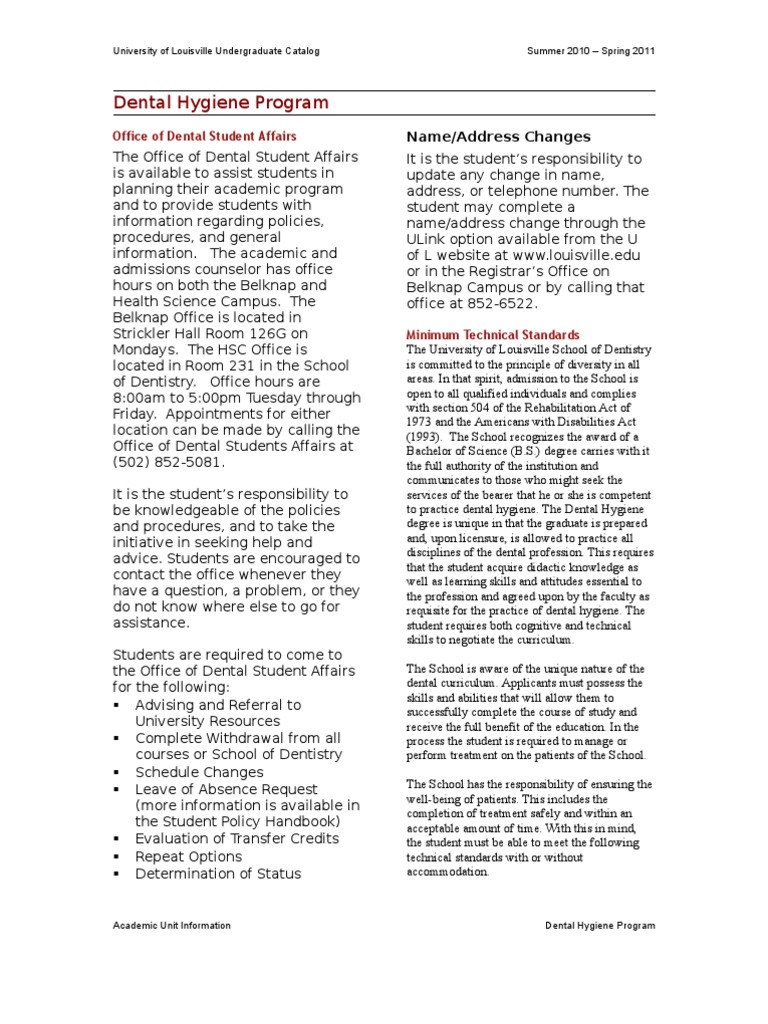 Unit-Information-Dental Hygiene 1 - 2010 | PDF | Dental Hygienist ...