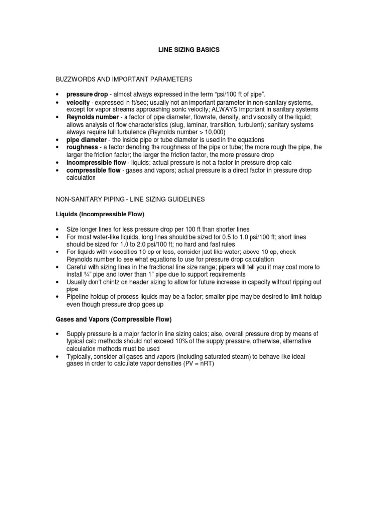 Line Sizing Basics | PDF