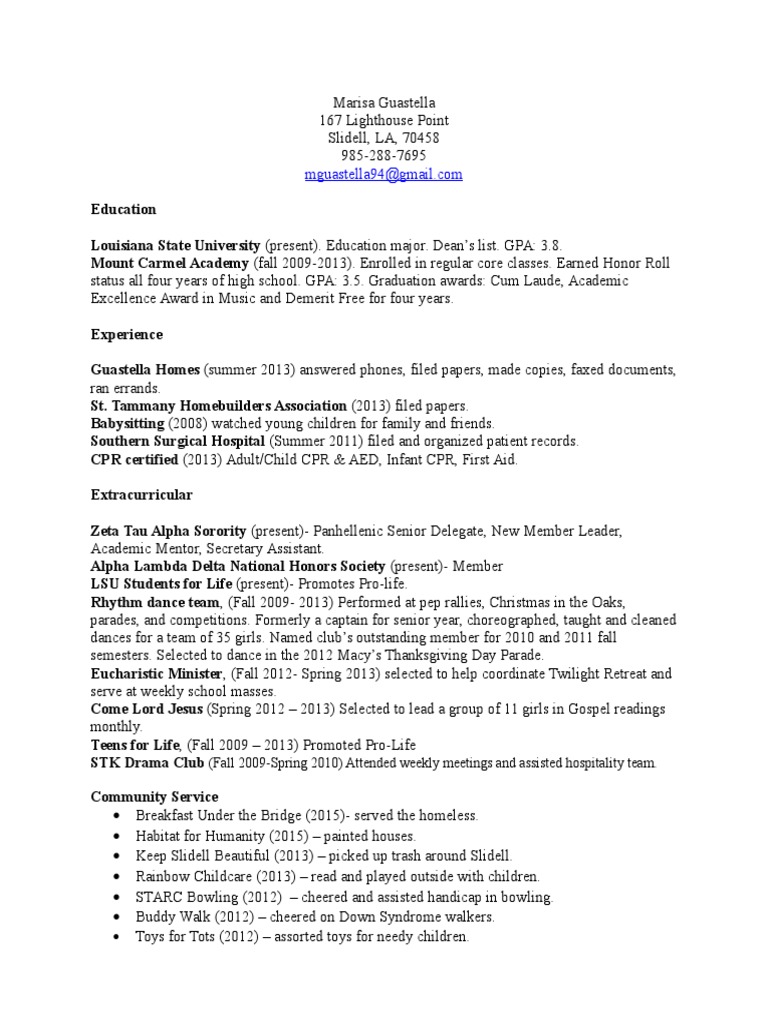 Resume Marisa Guastella | PDF | Social Science | Language Arts & Discipline