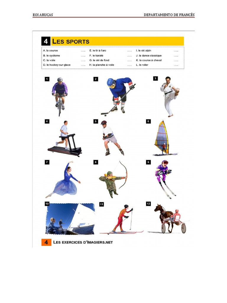 Vocabulaire Les Sports Et Ses Accessoires | PDF