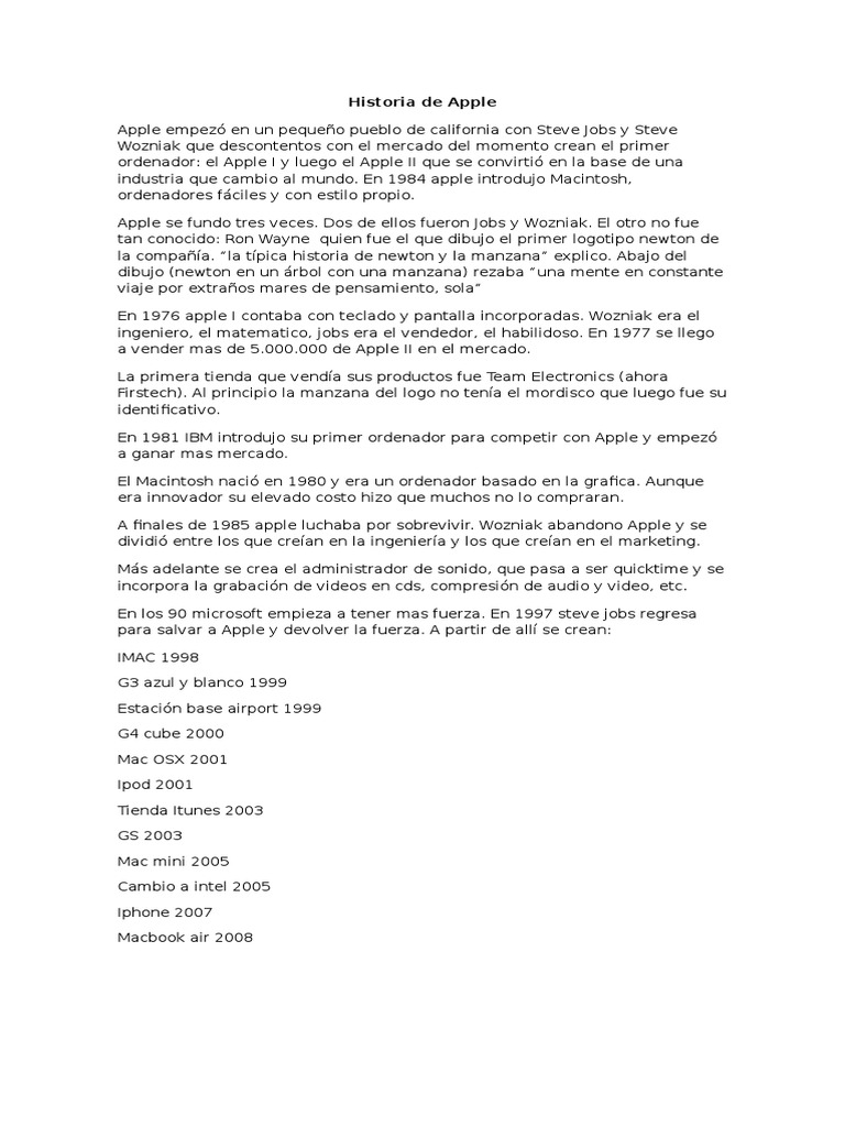 Historia de Apple | PDF | Apple Inc. | Macintosh