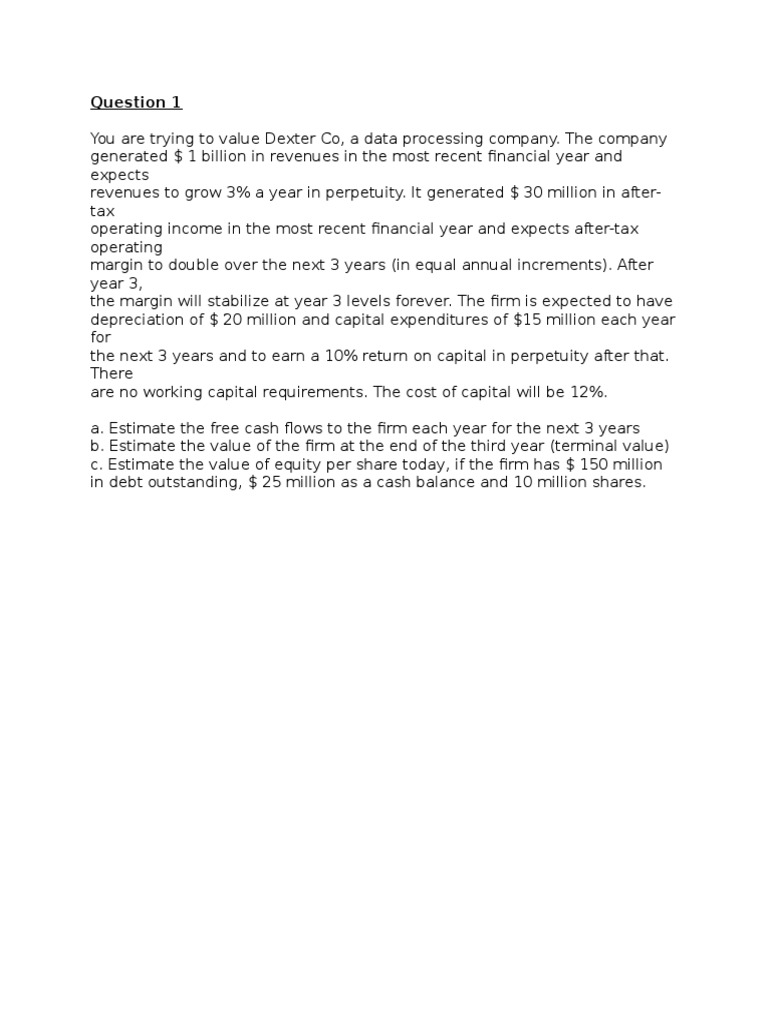 DCF Practice | PDF | Cost Of Capital | Discounted Cash Flow