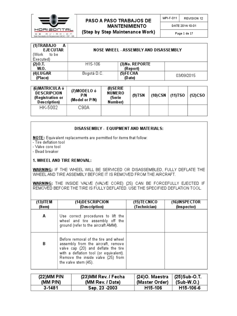 Nose Wheel Assembly Maintenance Guide | PDF | Bearing (Mechanical ...