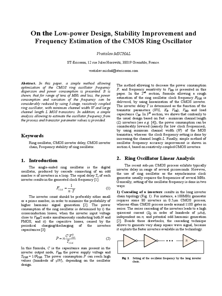 Stability CMOS Ring Oscillator | Download Free PDF | Power Inverter | Cmos
