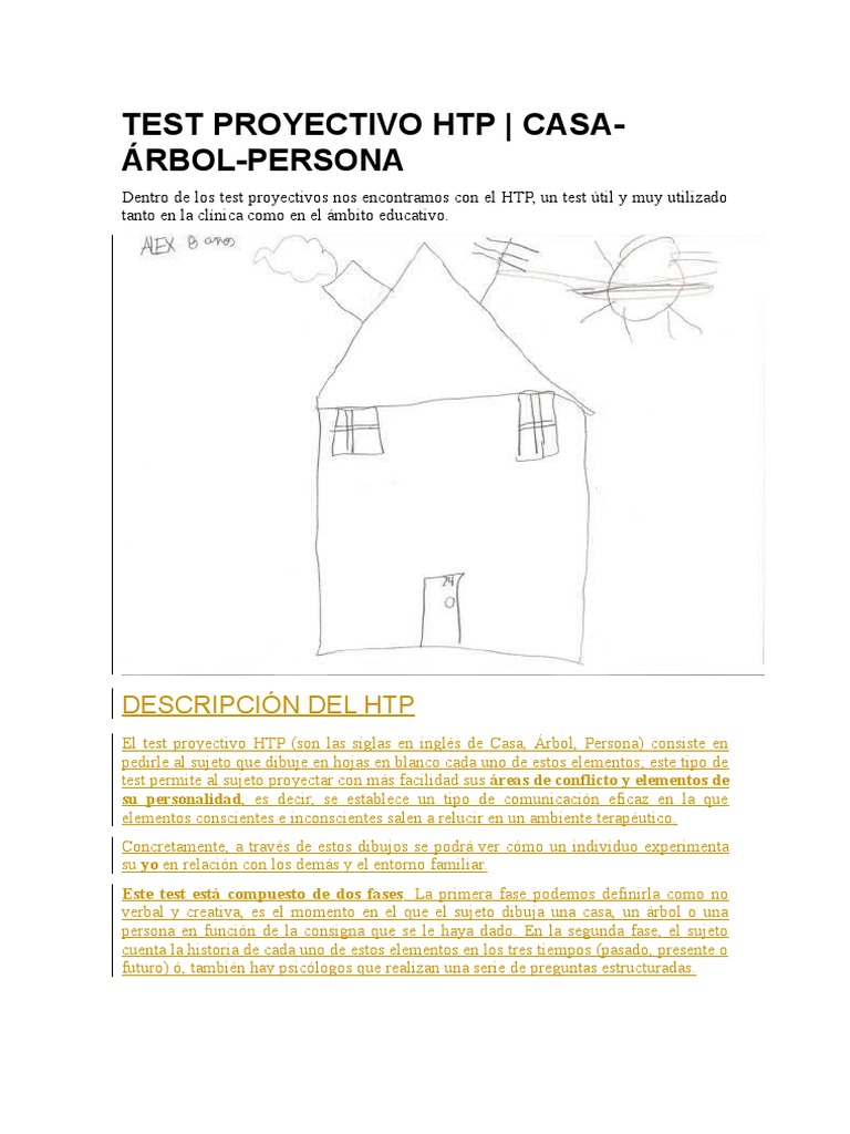 Test Proyectivo Htp | Asunto (gramática) | Sicología y ciencia cognitiva