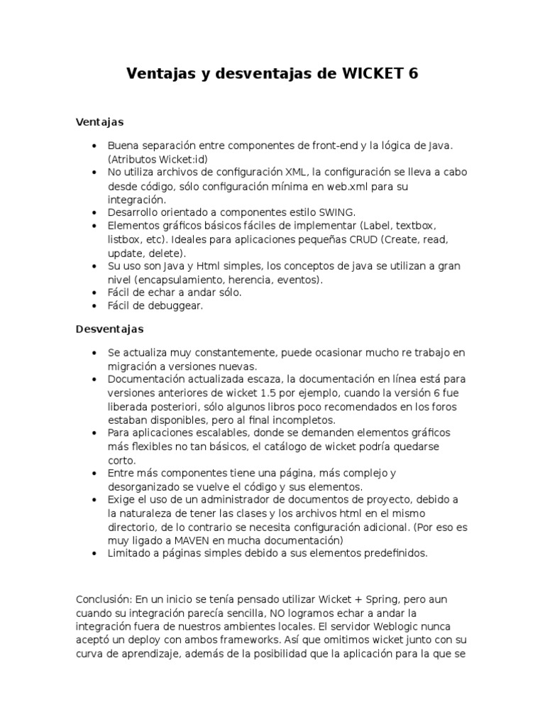 Ventajas y Desventajas de Utilizar Spring | PDF | Java (lenguaje de ...