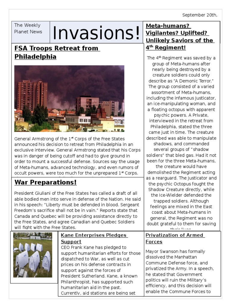 Fictional Newspaper Issue | PDF | Corps | Warfare