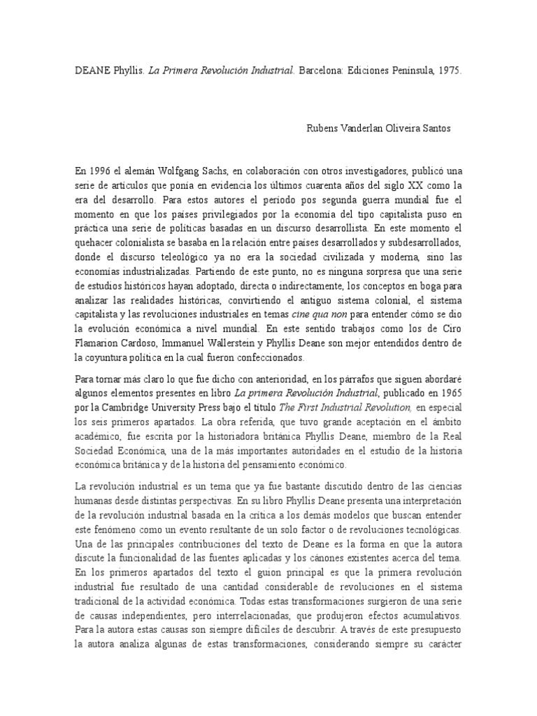 Análisis de "La Primera Revolución Industrial" | PDF | Agricultura ...