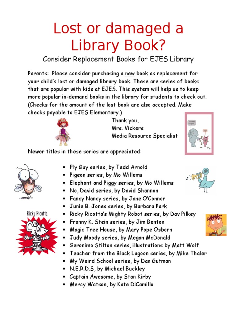 Replace Lost Library Books at EJES | PDF