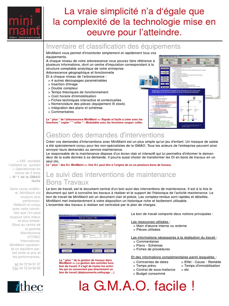 GMAO MiniMaint : Simplicité et Efficacité | PDF | Inventaire | Informatique
