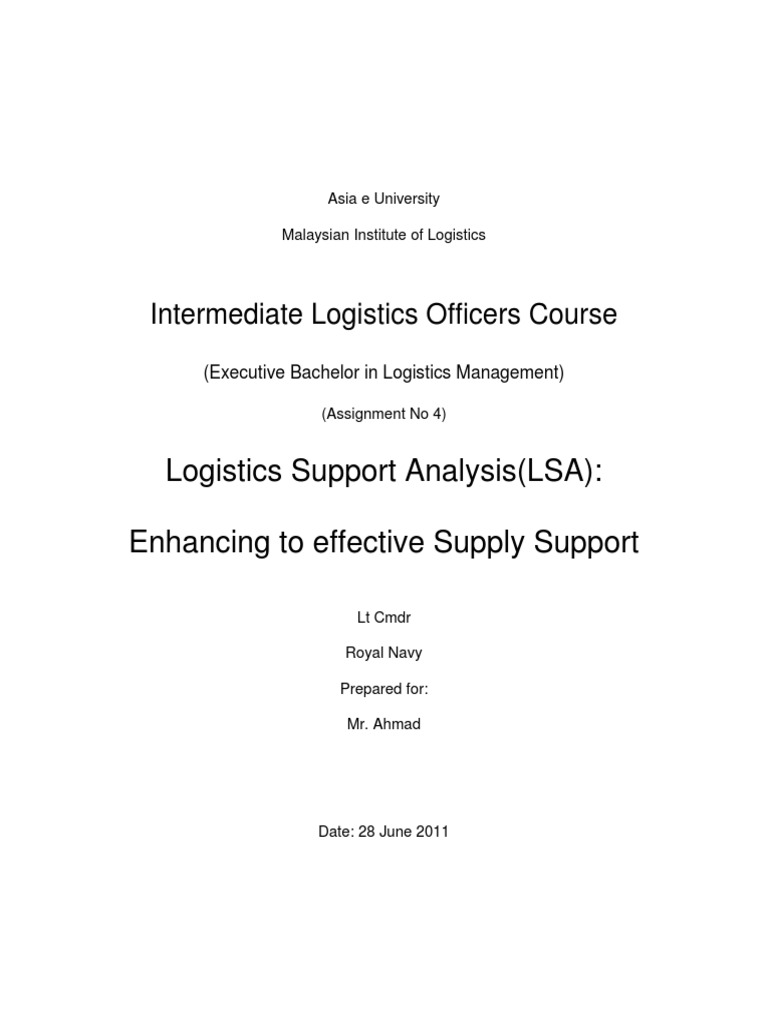 Logistics Support Analysis(LSA) - Enhancing to Effective Supply Support ...