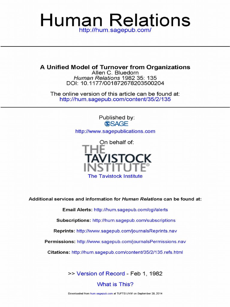 A Unified Model of Turnover From Organizations | PDF | Job Satisfaction ...