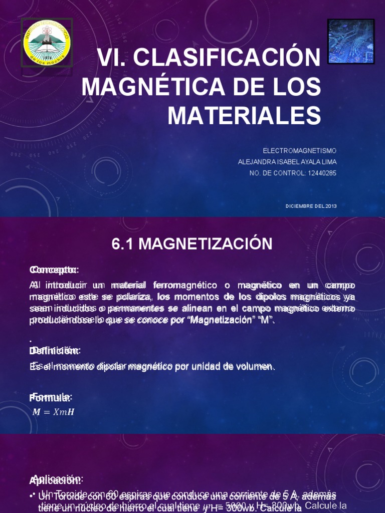 Clasificación magnética de materiales y sus propiedades ...