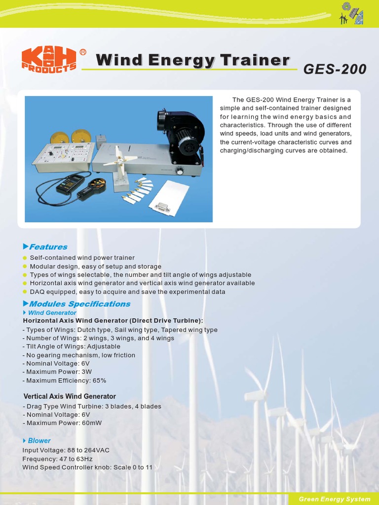 Wind Energy Trainer | PDF | Wind Turbine | Wind Power
