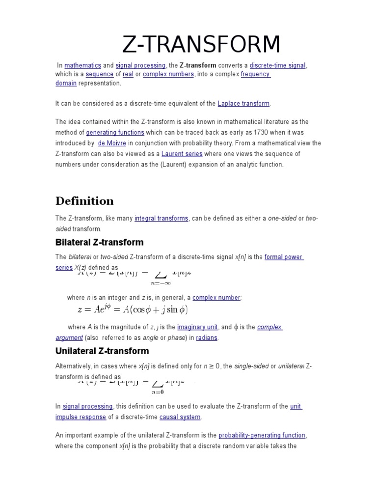 Z Transform Mathematical Analysis Mathematical Objects