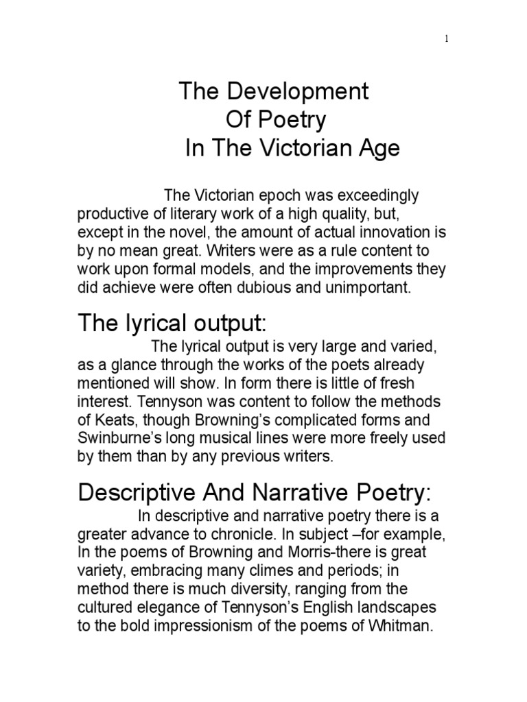 The Development of Poetry in The Victorian Age | PDF | Poetry