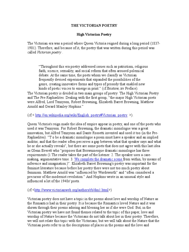 The Victorian Poetry | PDF | Victorian Literature | Pre Raphaelite ...