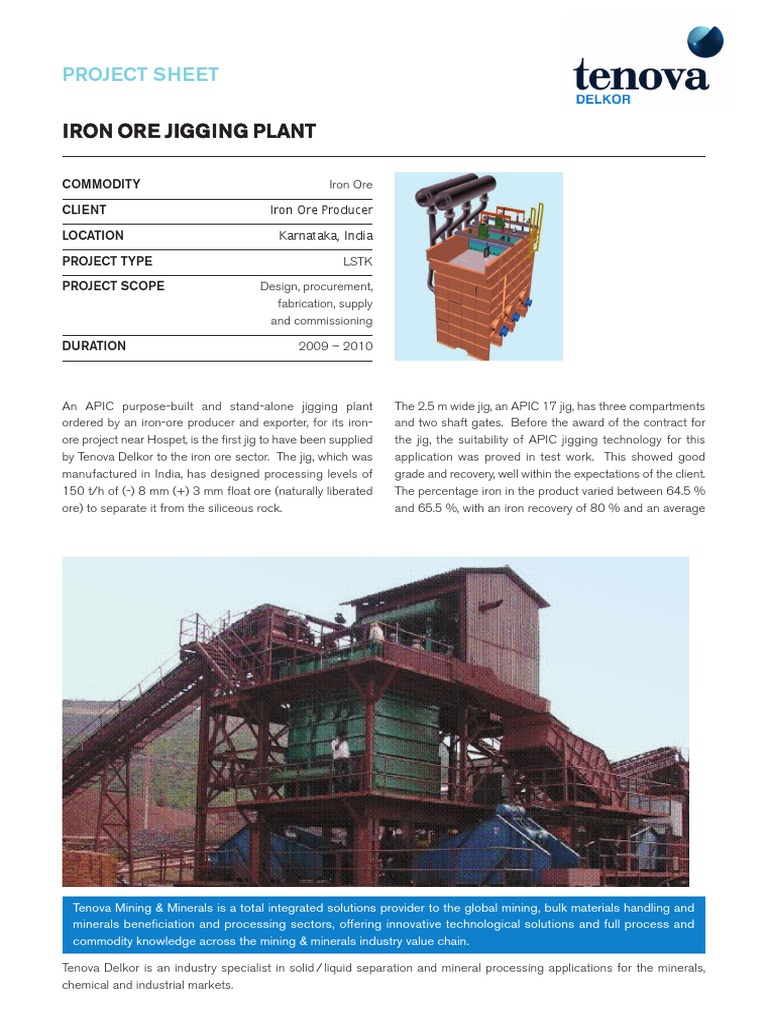 Iron Ore Jigging Plant | PDF | Iron Ore | Mining