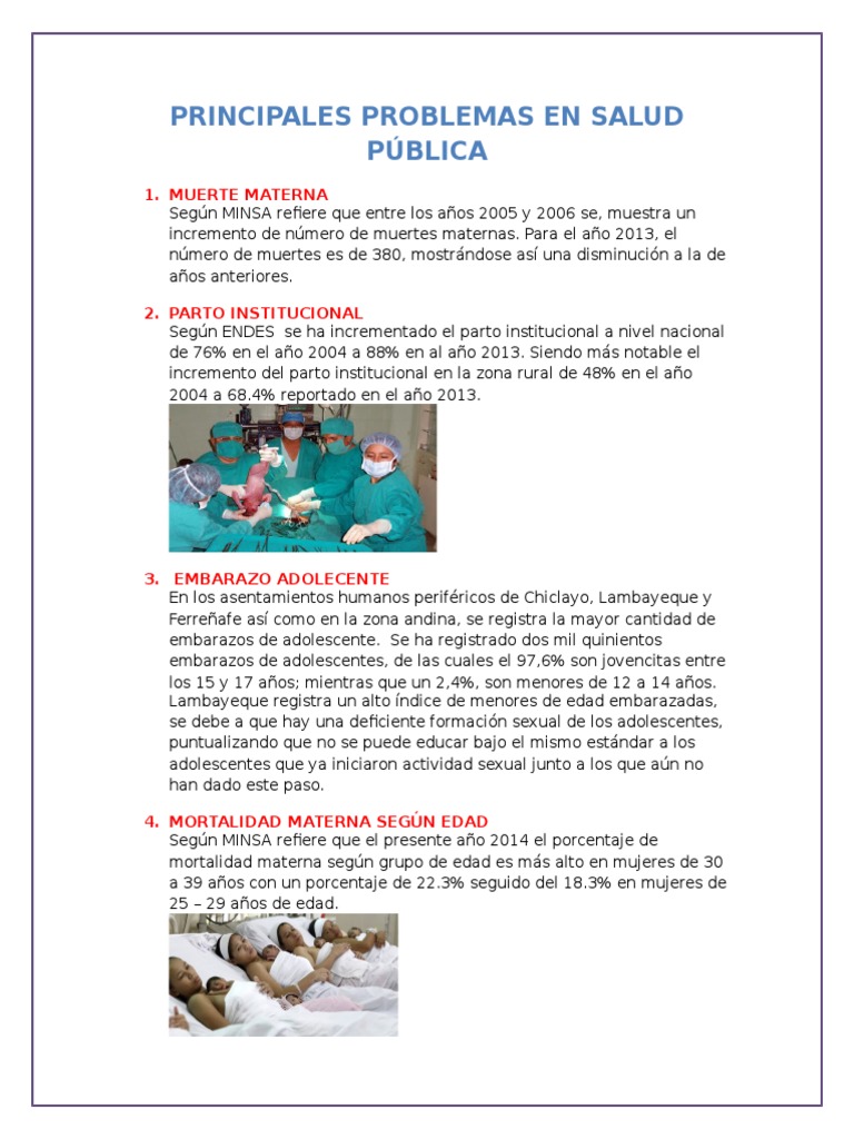 Principales Problemas En Salud PÚblica Docx Control De La Natalidad