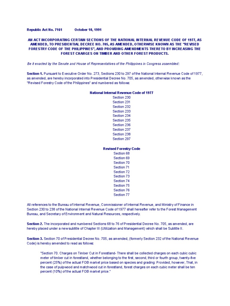 Revised Forestry Code RA 7161 | PDF | Technology & Engineering