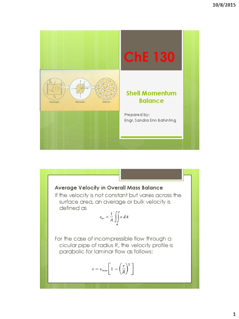 Shell Momentum Balance | PDF | Fluid Dynamics | Momentum