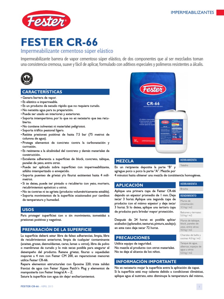 Impermeabilizantes cementosos súper elásticos: Características y usos ...