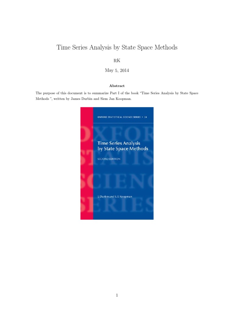 Timeseries Analysis State Space Methods Pdf Autoregressive