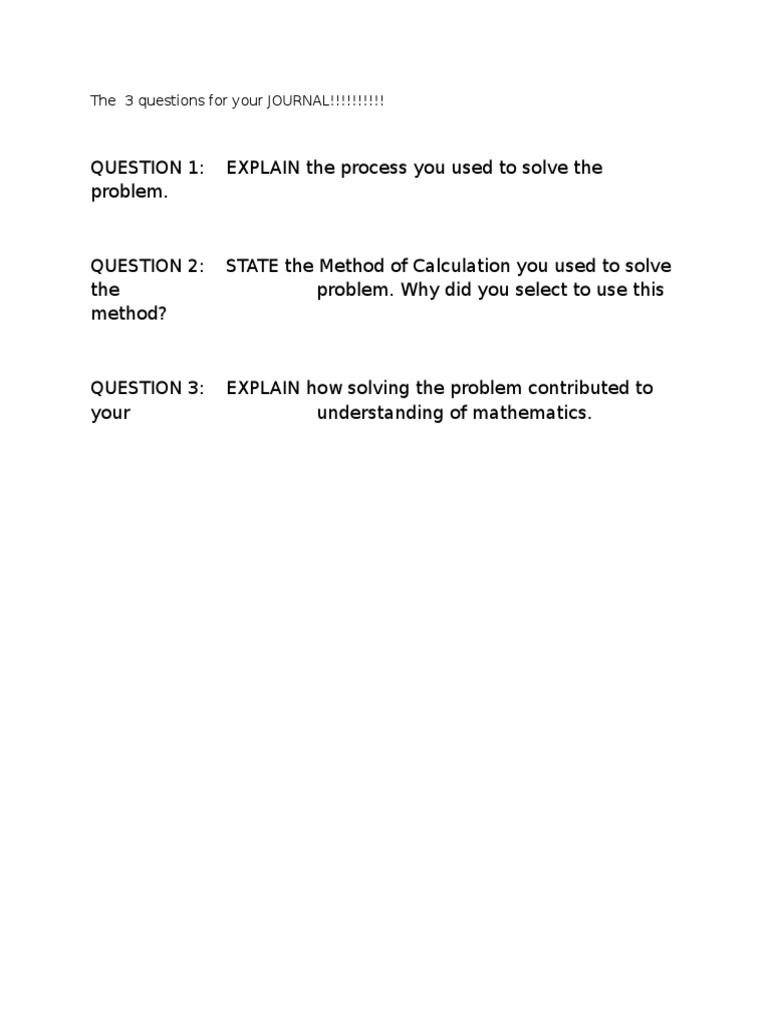 The 3 Questions For Your JOURNAL!!!!!!!!!! | PDF | Self-Improvement