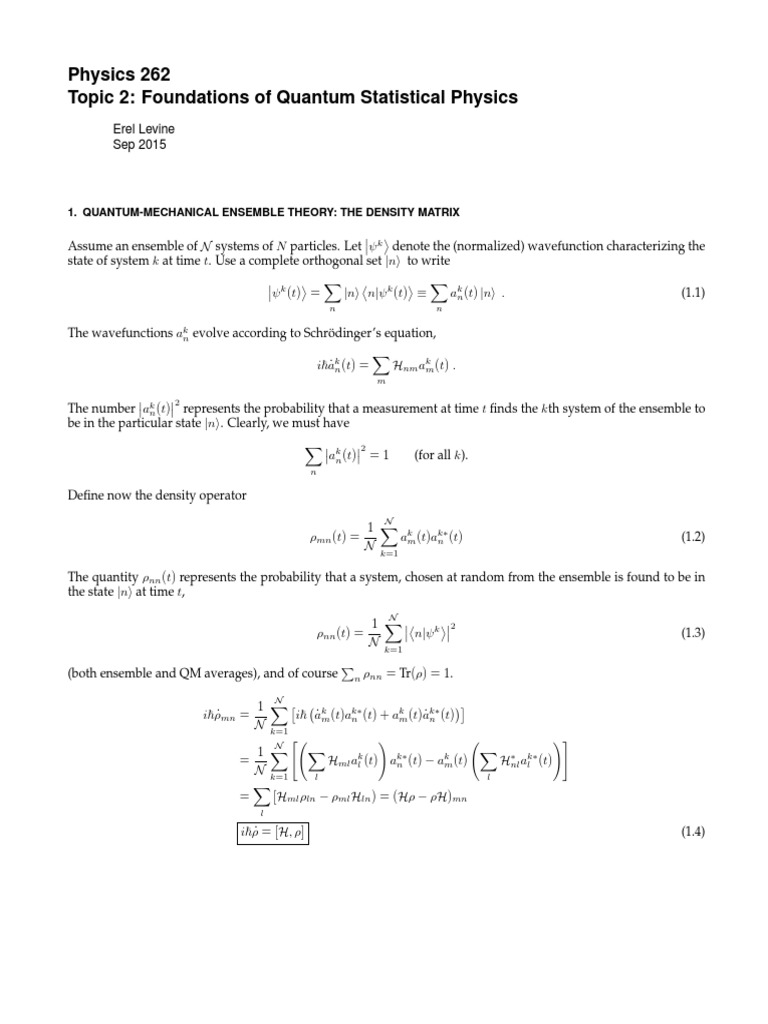 Quantum Statistical Physics Basics | PDF | Scientific Theories ...