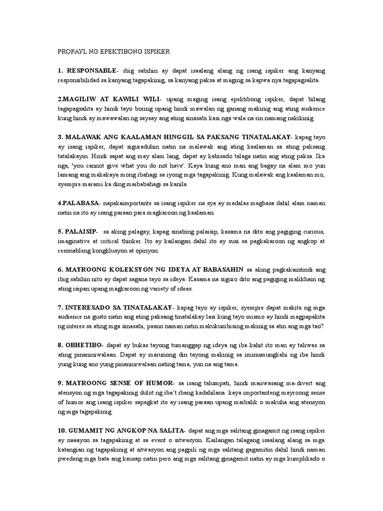 Propayl NG Epektibong Ispiker | PDF