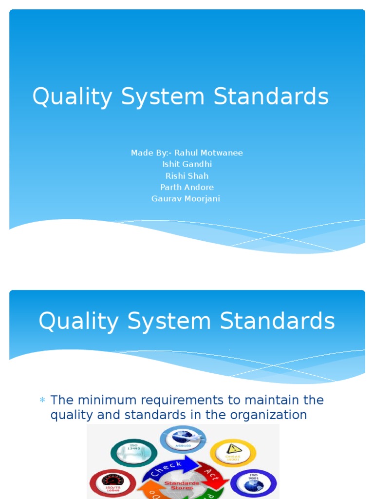 Overview of Quality System Standards | PDF