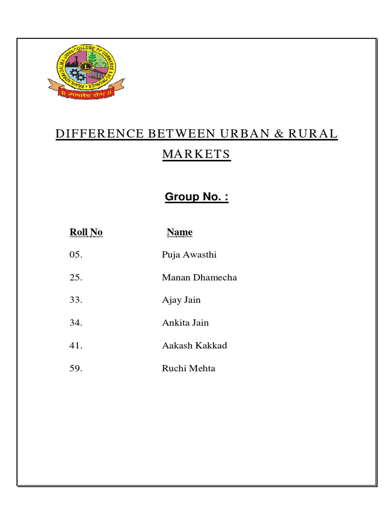 Difference Between Rural And Urban Pdf Urbanization Market