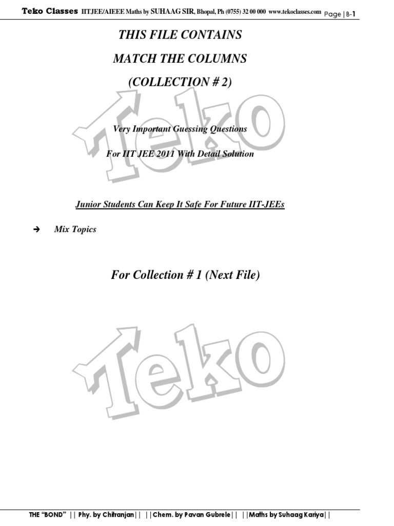 This File Contains Match The Columns (Collection # 2) : Very Important ...
