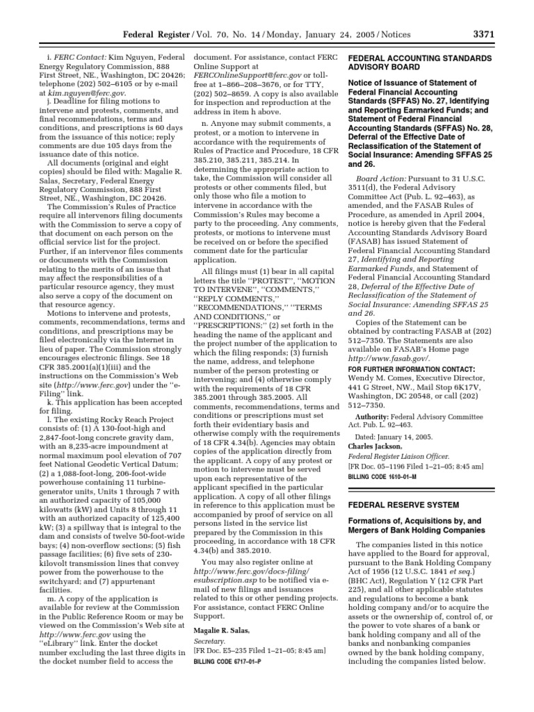 Federal Register / Vol. 70, No. 14 / Monday, January 24, 2005 / Notices ...