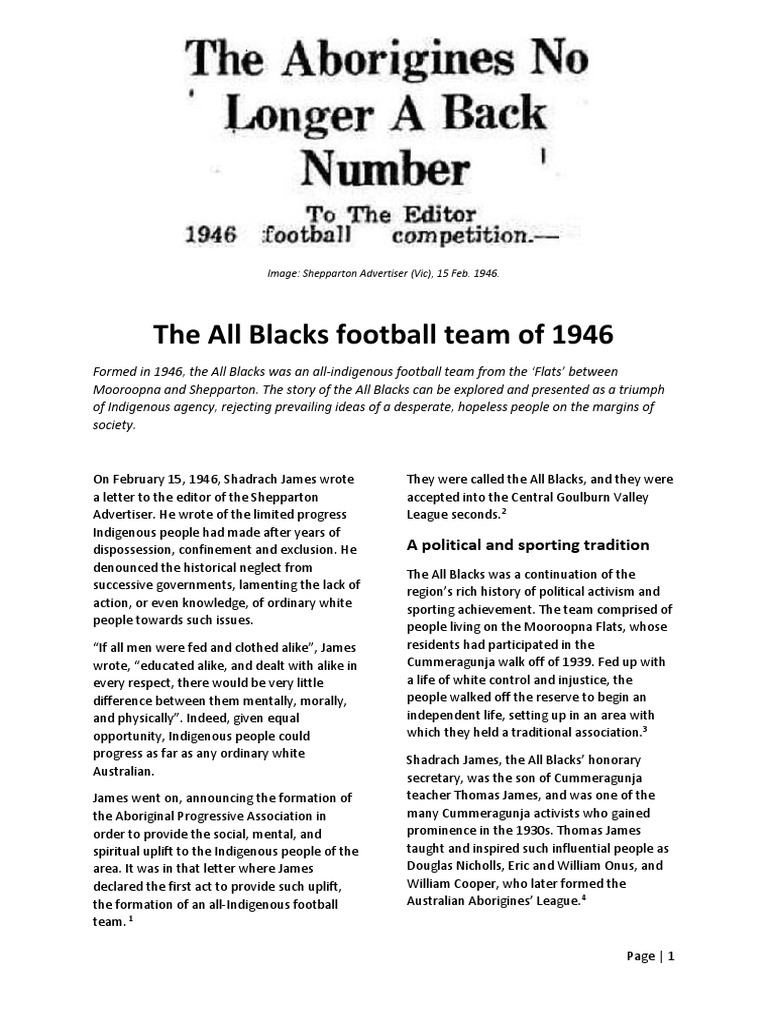 The All Blacks | PDF | Indigenous Australians | Sports
