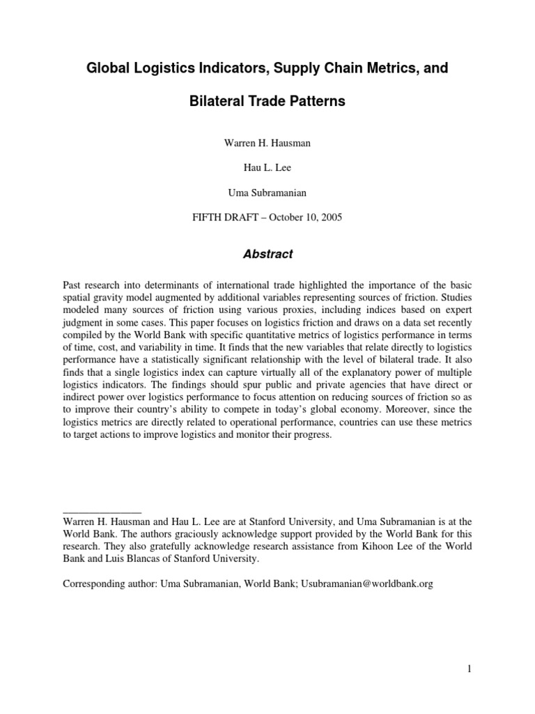 Global Logistics Indicators | PDF | Coefficient Of Determination ...