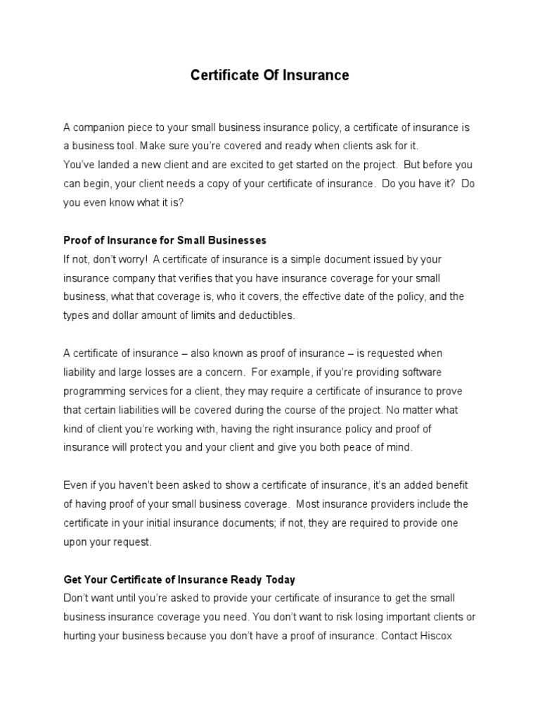 Transfer of Certificate of Insurance | PDF | Insurance | Social ...