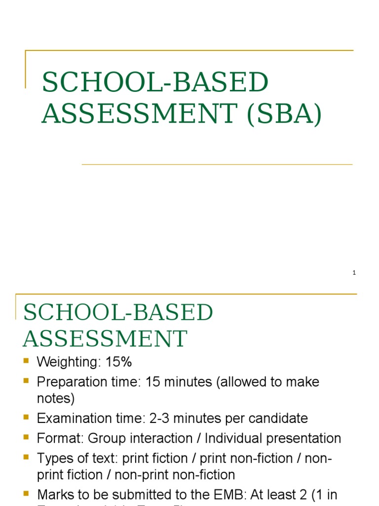 School-Based Assessment Overview | PDF | Educational Assessment And ...
