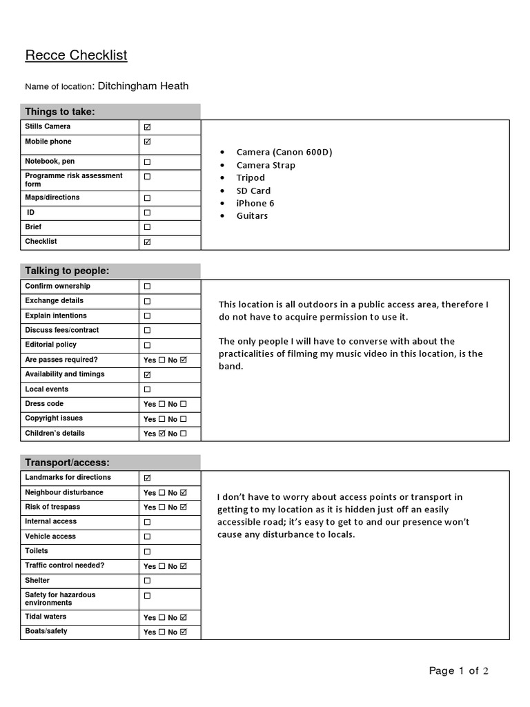 Recce Checklist | PDF | Computing And Information Technology
