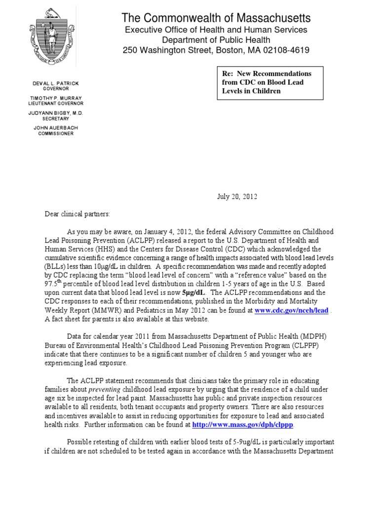 Doctor CDC Recommendation Letter 7-30-12 | PDF | Centers For Disease ...