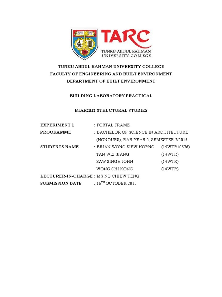 Portal Frame Lab Experiment | PDF | Experiment | Stiffness