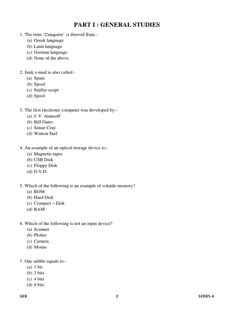 Set A Question Paper | PDF | Computer Data Storage | Disk Storage