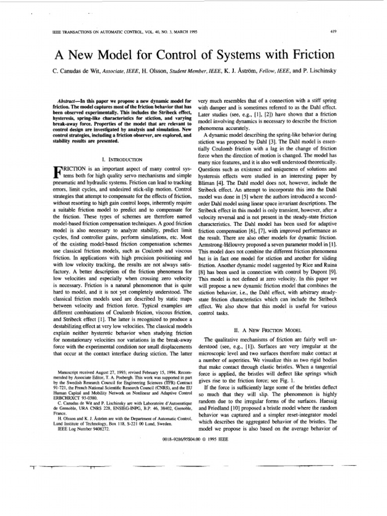 New Dynamic Friction Control Model | PDF
