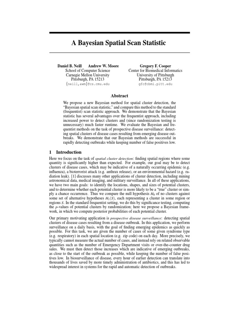 Bayesian Spatial Scan Statistic | Download Free PDF | Bayesian Inference | P Value