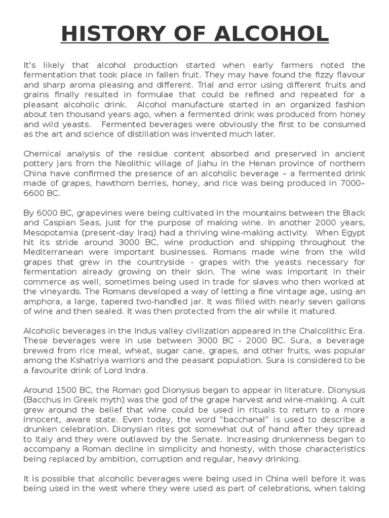 History of Alcohol | PDF | Distilled Beverages | Drink