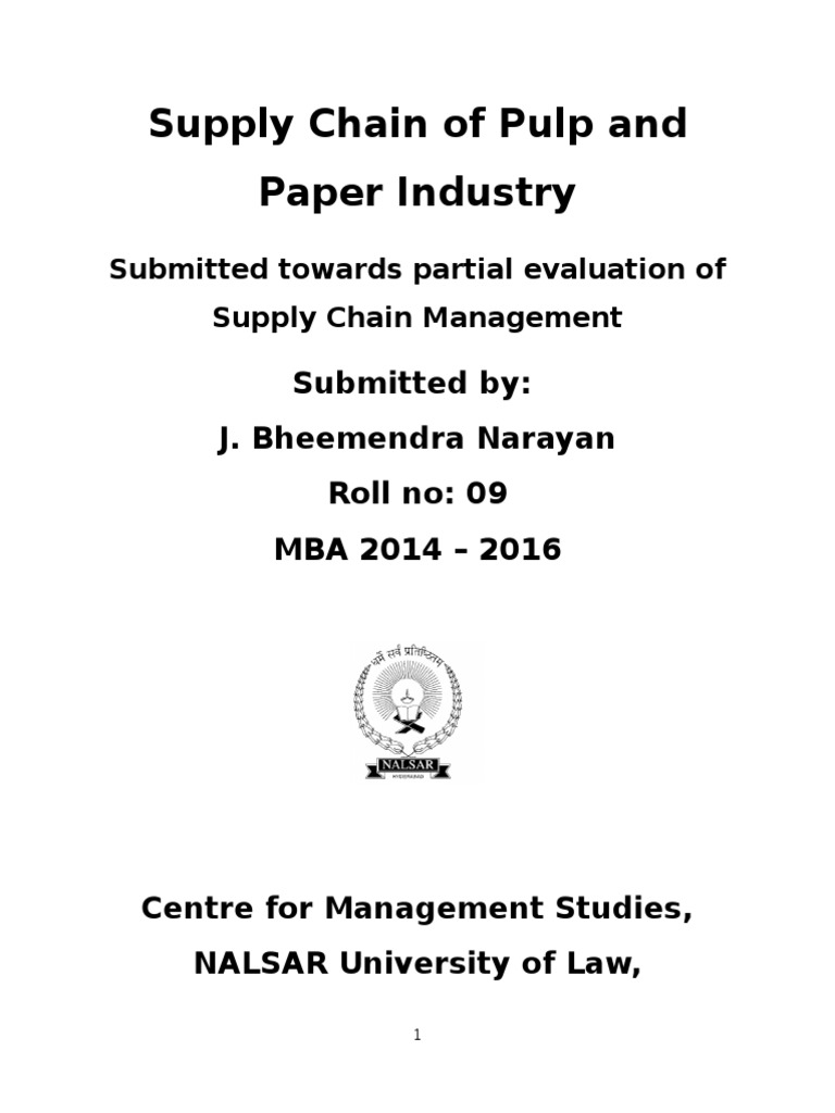 SCM of Paper and Pulp Industry | PDF | Pulp (Paper) | Paper
