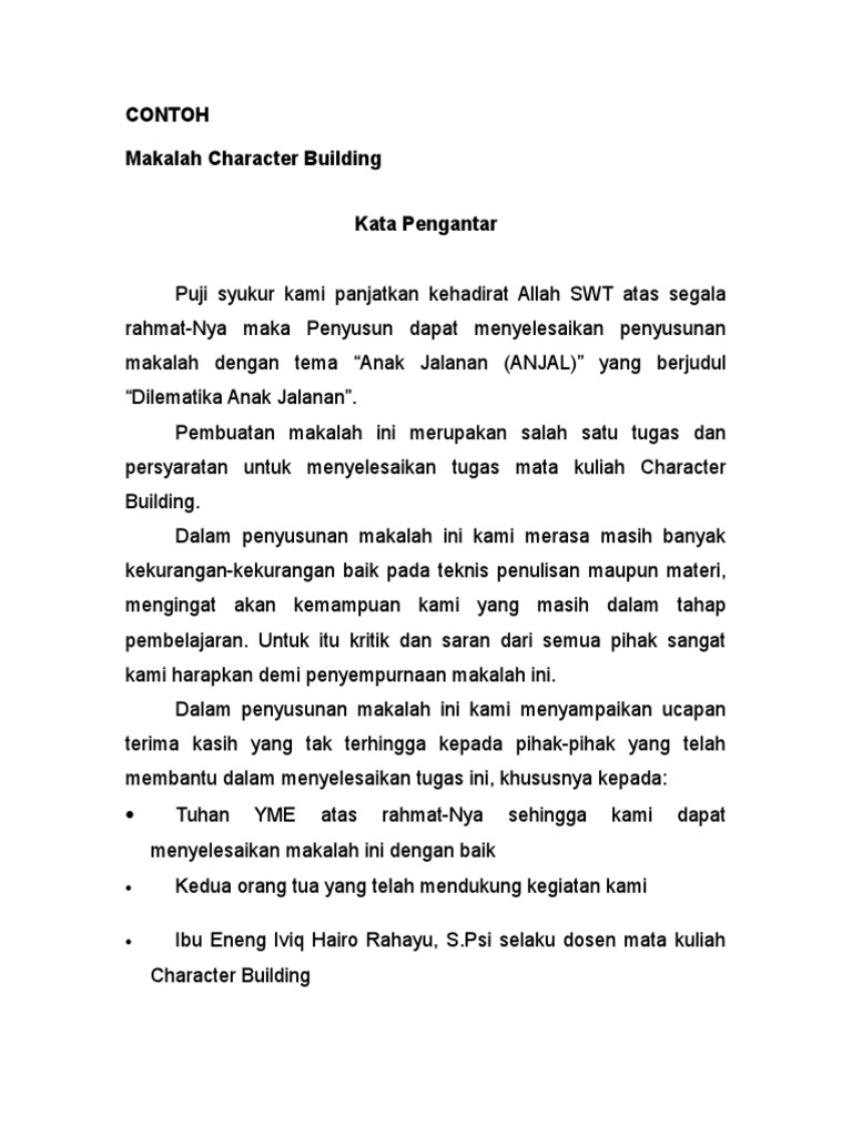 CONTOH Makalah Character Building | PDF