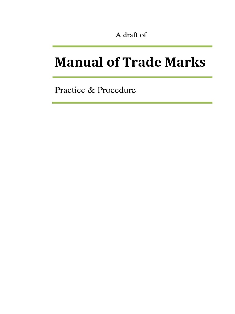 Manual of Trade Marks: Practice & Procedure | PDF | Trademark | Partnership