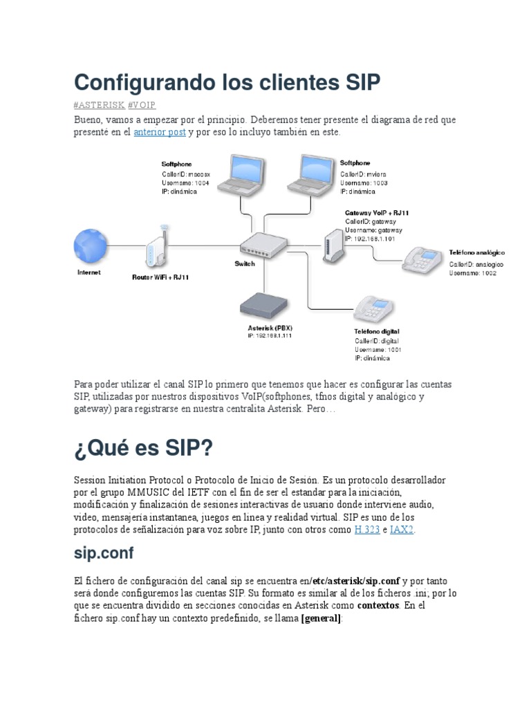 Configuración de Cuentas SIP en Asterisk | PDF | protocolo de ...