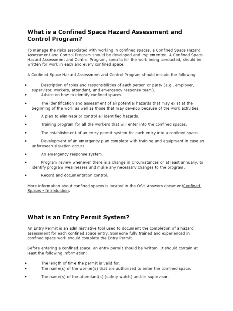 Confined Space Hazard Assessment Guide | PDF | Prevention | Safety